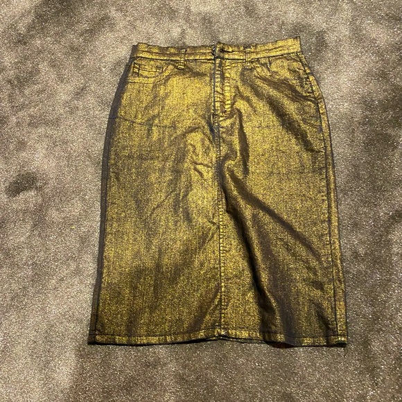 junee | Skirts | Junee Metallic Jean Skirt | Poshmark